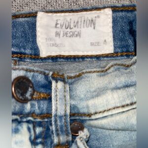 Evolution In Design | Bottoms | Girls 4 Blue Denim Floral Embroidered ...